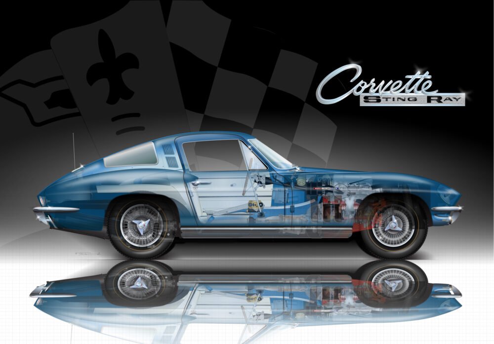 Blue—C2 Corvette - David Townsend Automotive Fine Art